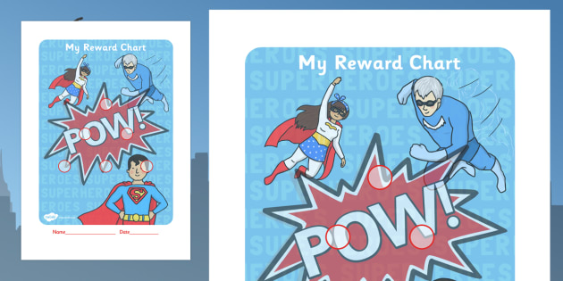 Super Heroes Themed Sticker Reward Chart 15mm (teacher made)