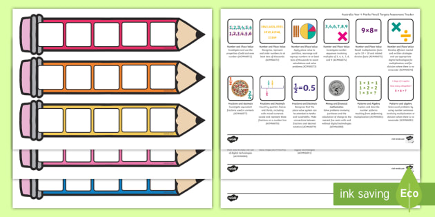 Year 4 Maths Pencil Targets Assessment Tracker