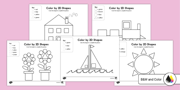 Color by 2D Shapes Activity Pack | Math Teaching Resources |Twinkl