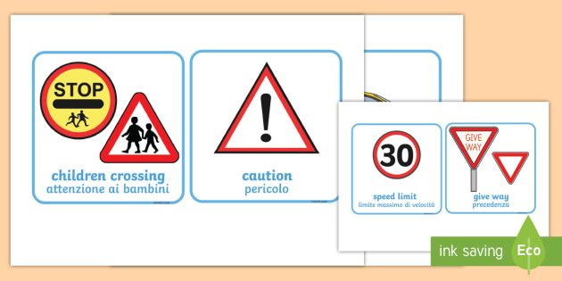 Road Safety Cards English/Italian - Road Safety Cards