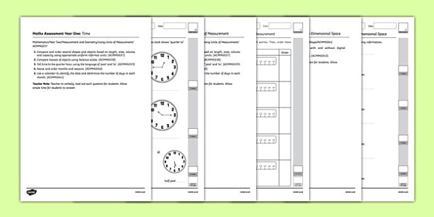 Year Two Measurement and Geometry Exam PDF Pack | Twinkl
