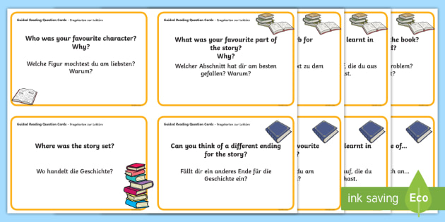 Guided Reading Question Cards English/German