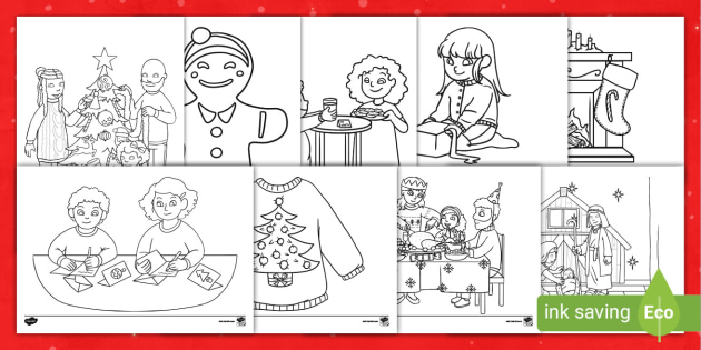 Christmas Traditions Colouring Sheets