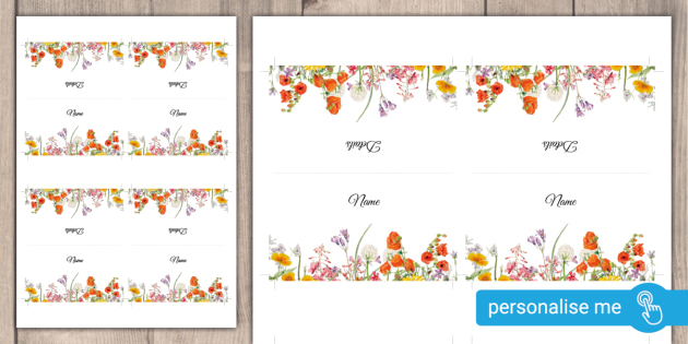 Floral Place Cards (Teacher-Made)