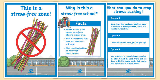 Straw-free Zone Poster Set (teacher made)