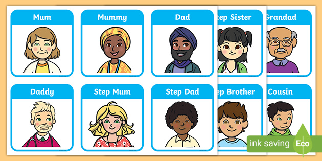Family Members Role Play Badges - ESL Family Role Play