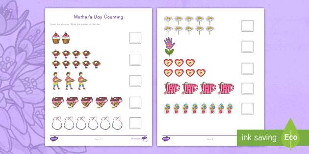 Mother's Day Counting Activity - One-to-one correspondence