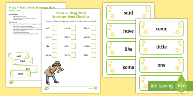 Phase 4 Tricky Word Scavenger Hunt (teacher made)