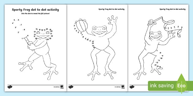 FREE! - Connect the Dots Sporty Frog - Primary Resources