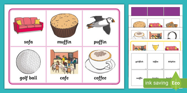 Medial /f/ Sound Bingo and Lotto Board Game (teacher made)