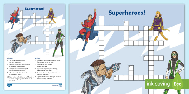 Superheroes Crossword Puzzle (teacher made)