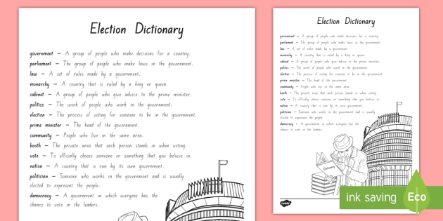 Election Vocabulary Match-Up Activity (teacher made)