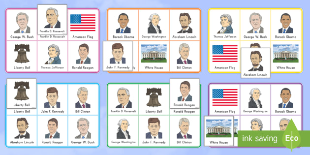 Presidents' Day Picture Bingo - American Presidents, American History ...