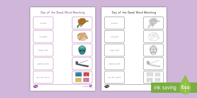 Day of the Dead Word Matching Activity