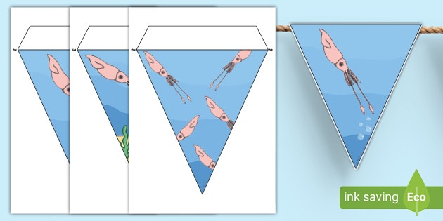 FREE! - Squid Bunting | Themed Display Resources | Under the Sea