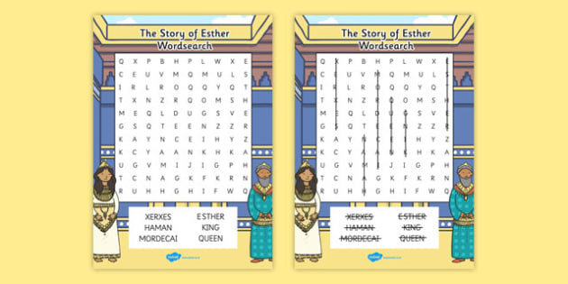 The Story of Esther Bible Story Differentiated Wordsearch - words