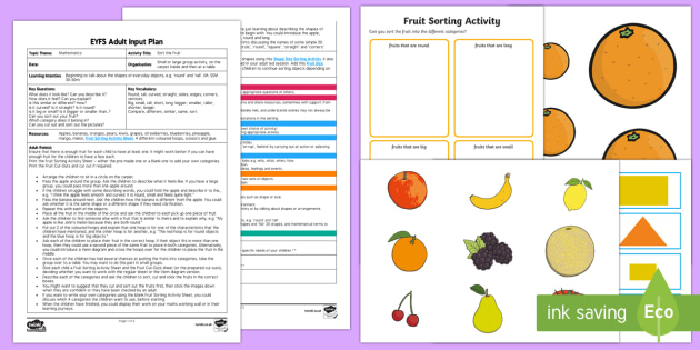 EYFS Sort the Fruit Adult Input Plan and Resource Pack