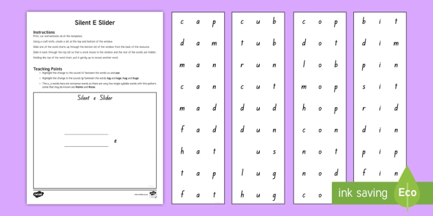 Silent e Pull-through Activity (teacher made)