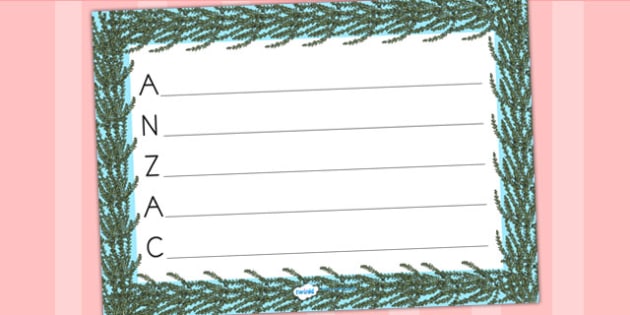 Anzac Day Acrostic Poem Template - anzac day, poem, poetry, war