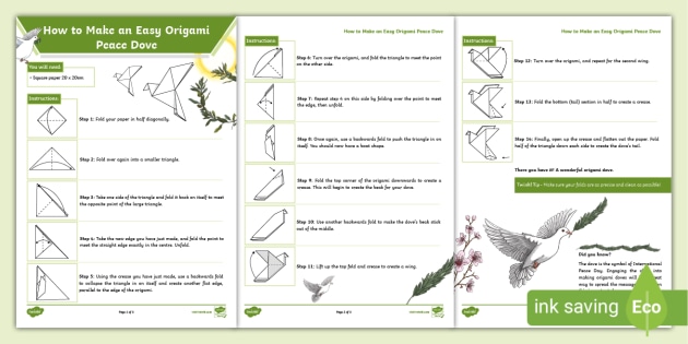 FREE! - Easy Origami Peace Dove (teacher made)