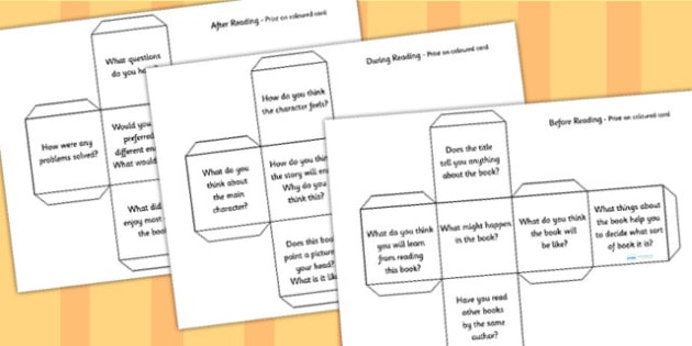 Reading Book Question Prompts Dice Net
