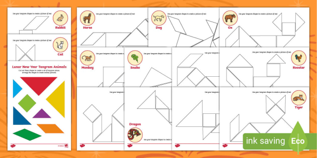 👉 EYFS Lunar New Year Animals Tangram Activity