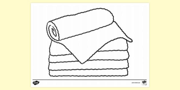 FREE! - Pile of Towels Colouring Sheet | Colouring Sheets | Twinkl
