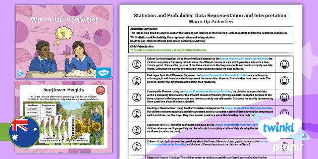 Year 5 Statistics and Probability Warm-Up Activities Pack