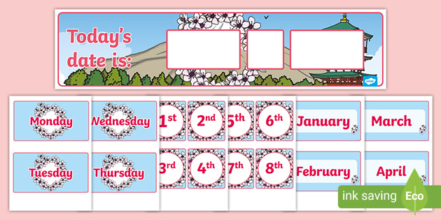 Japanese Cherry Blossom Calendar Display (teacher made)