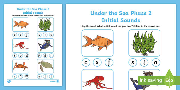 Under the Sea Phase 2 Initial Sounds Activity (teacher made)
