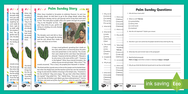 Palm Sunday Reading Comprehension Activity (teacher made)
