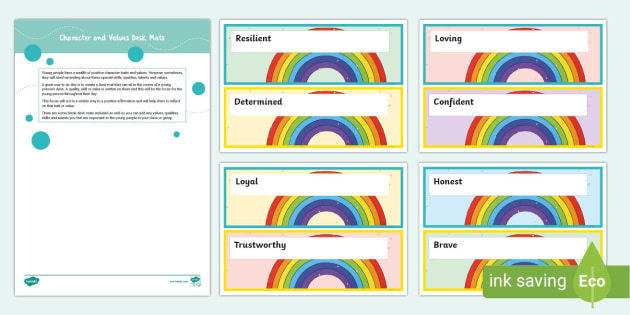Character and Values Desk Mats (teacher made)
