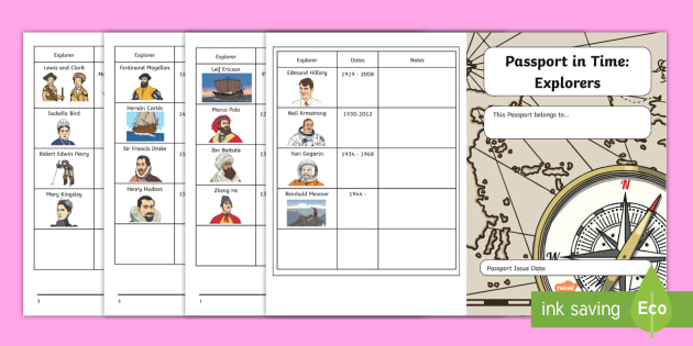 Passport in Time Explorers Activity Booklet (teacher made)