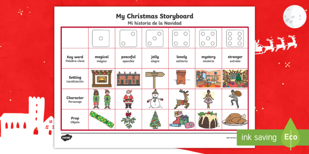 Christmas Story Writing Activity English/Spanish - Christmas Story Writing