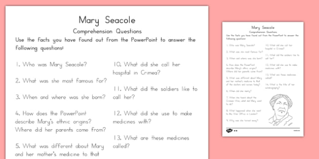 Mary Seacole Significant Individuals Differentiated Reading