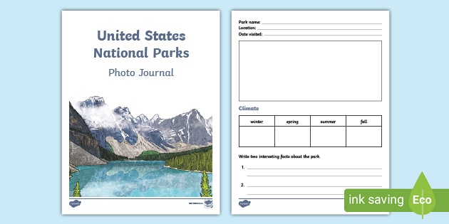 United States National Park Research Booklet & Photo Journal