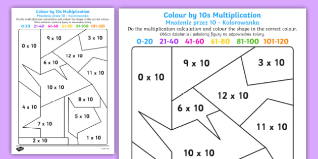 Colour by 10s Mulitiplication English/Polish - Colour by 10s ...
