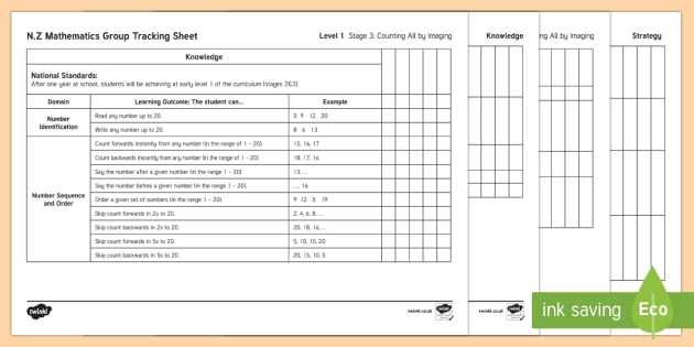 NZ Mathematics Group Tracking Stage 3 Checklist