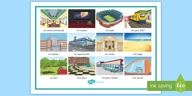 Places in Town Word Mat French - KS3, French, Home, Town