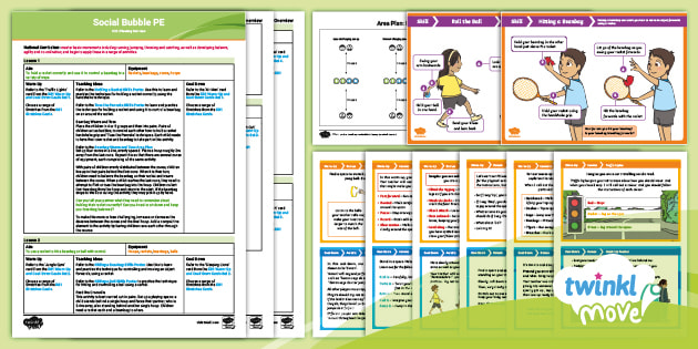 Socially Distanced Bubble PE Planning - KS1 Bat and Ball Skills Unit Pack