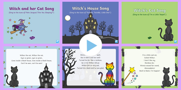 Witch and Cat Songs and Rhymes PowerPoint Pack