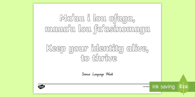 Bilingual Samoan Language Week Colouring Page (teacher made)
