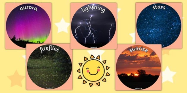 Natural Light Sources Display Photo Cut Outs - light, science