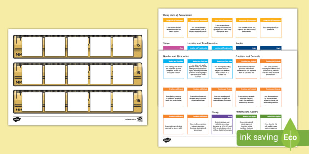 Year 6 Maths Ruler Goal Cards