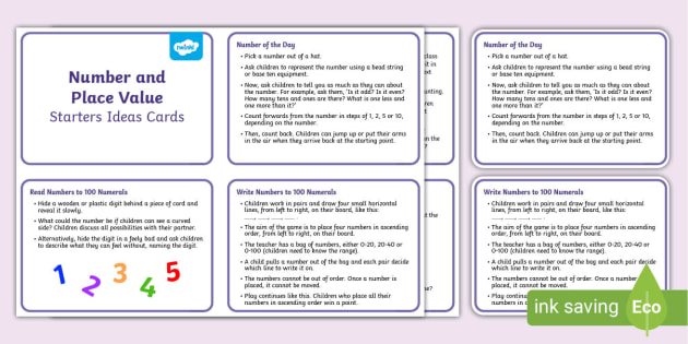 Number and Place Value Starters Ideas Cards (teacher made)