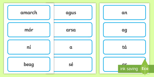 High Frequency Irish Words (1-40) Coloured Bricks Word Wall