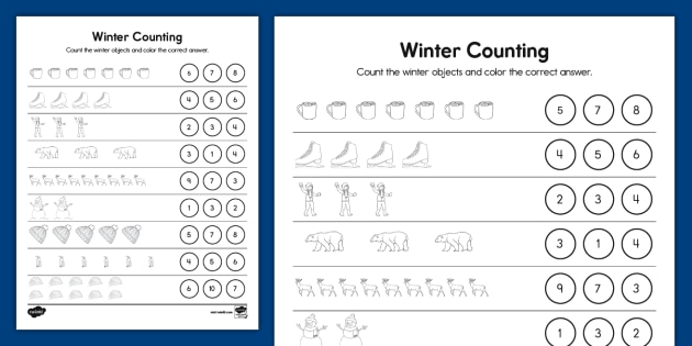 Winter Counting Worksheets 3 FREE Snowman Math Sheets Simply Kinder