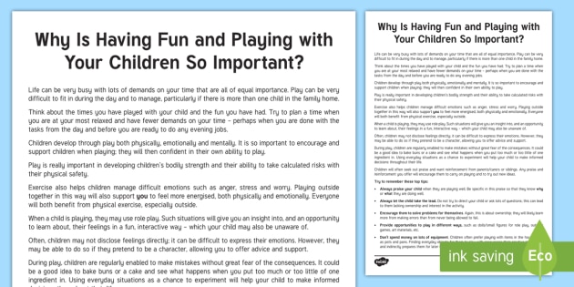 Why Is Having Fun and Playing with Your Children Important? Adult Guidance