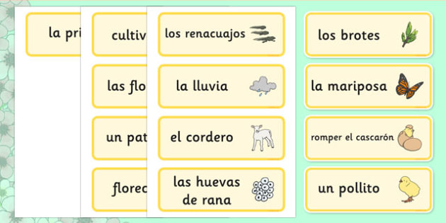 Tarjetas de vocabulario La primavera