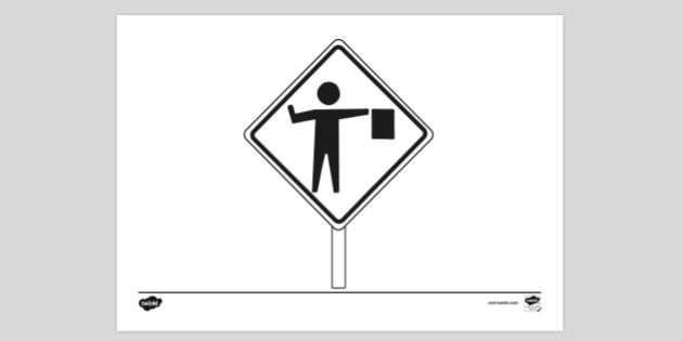 Stop on Request Road Sign Colouring | Colouring Sheet